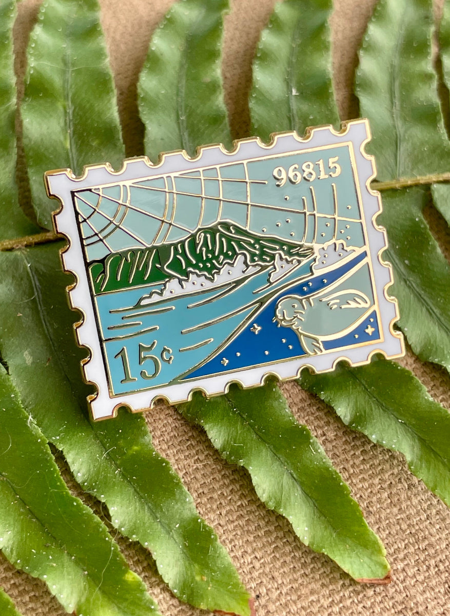 Lē'ahi / Diamond Head Post Stamp Pin – jahierstudio